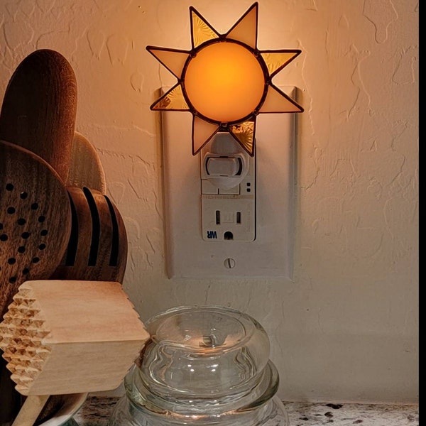 Sunshine Stain Glass Night Light With Switch Control and Bulb - Etsy