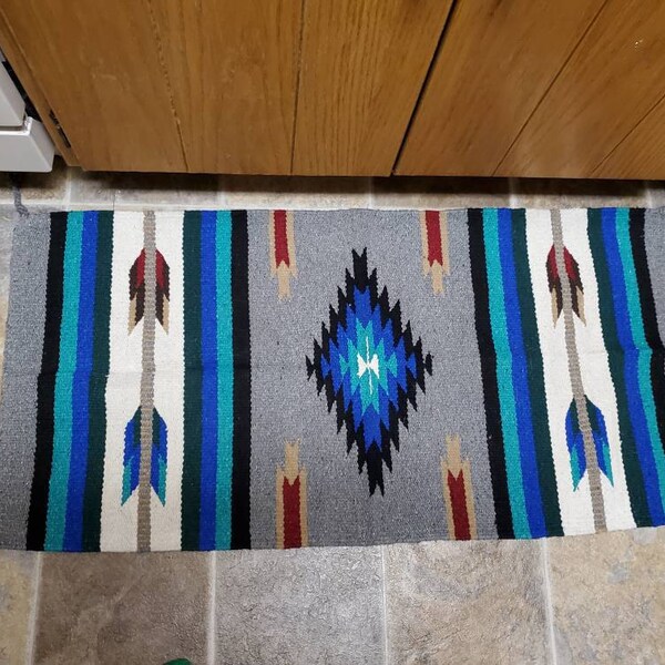 Small Grey Aztec Rug, Tribal Rug, Southwestern Throw Rug, Boho Rug ...