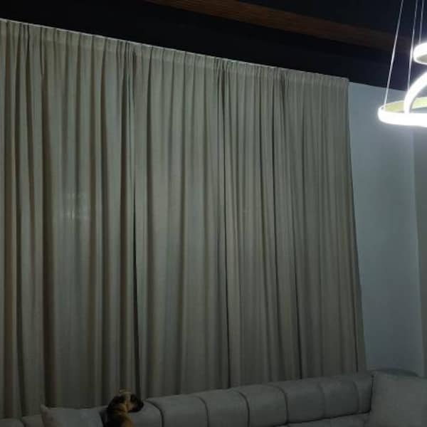 Extra Wide Thick Linen Curtains for Living Room, Heavy Linen Drapery ...
