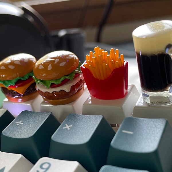 Single Cheese Burger Combo Keycaps Handmade Resin Custom Artisan - Etsy