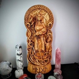 Frigga, God Viking, Wood Carved Frigg Statue, Friga, God Altar ...