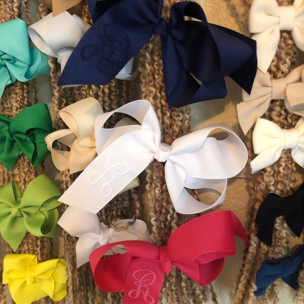 Personalized Hair Bows, Embossed Initialed Hair Bow, Monogrammed Hair ...