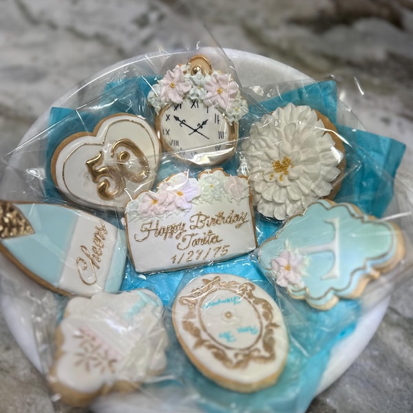 Birthday Decorated Cookies, 50th Birthday Cookies, Fifty Birthday ...