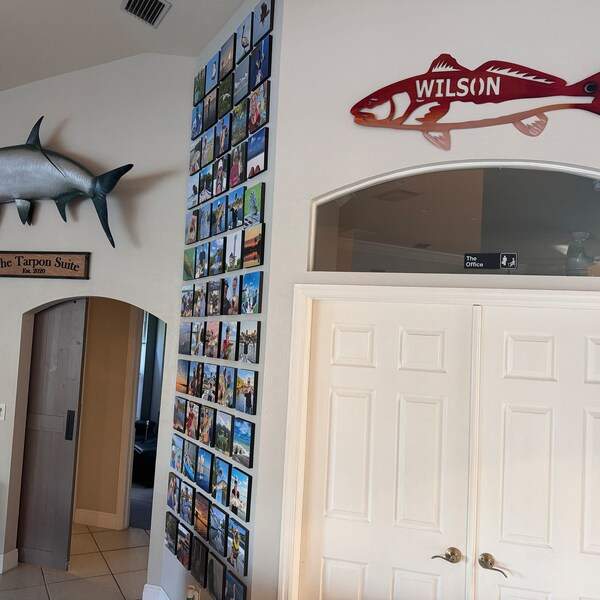 Large Mouth Bass Monogram House Number Sign Metal Art Fish Wall Art ...