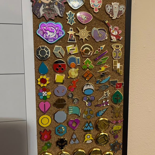 Framed Collection Complete Pokemon Badges Kanto/johto/hoenn/sinnoh ...