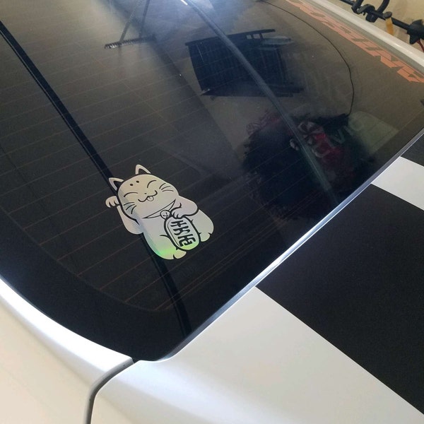 Lucky Cat Maneki Neko Oil Slick Chrome JDM Sticker - Drift Tengoku ...