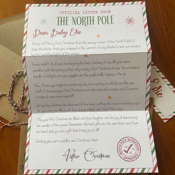 Baby's First Christmas Letter From Father Christmas, Personalised ...
