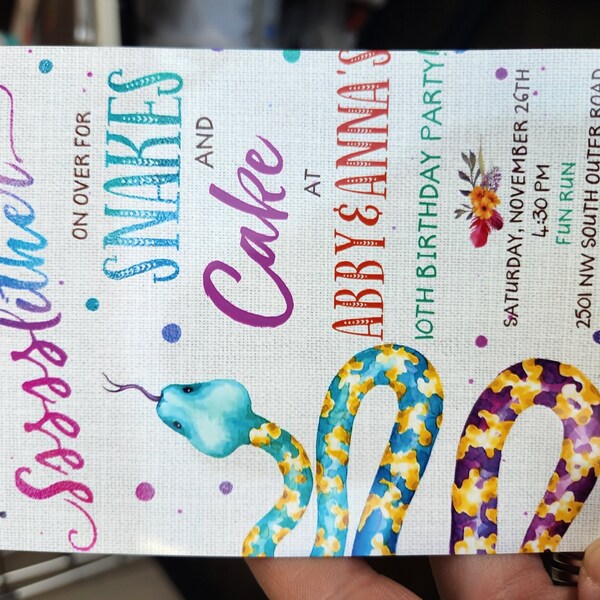 Snakes Birthday Invitations, Snake Birthday Invitation, Snake Birthday ...