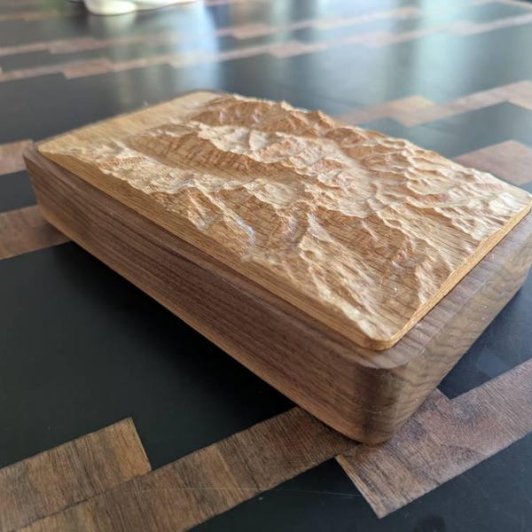 Mountain Topo 3D Map Box Design for CNC Shapeoko X-carve DXF Fusion STL ...