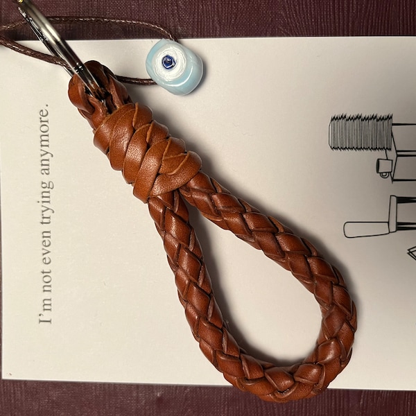 Rope Braid Leather Keychain for Father's Gift New Car Gift Key Fob ...