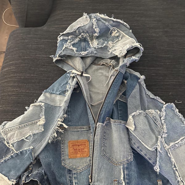 Denim Reworked Jacket Custommade/ Reworked Denim Patchwork / Vintage ...