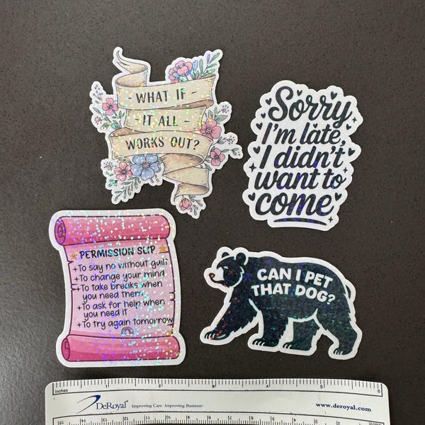 Permission Slip Sticker, Mental Health Therapy, Trauma Healing Decal ...