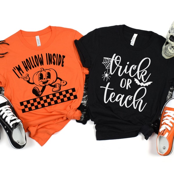 Group Halloween Mockup, Orange and Black, Bella Canvas 3001 Mockup, Duo ...