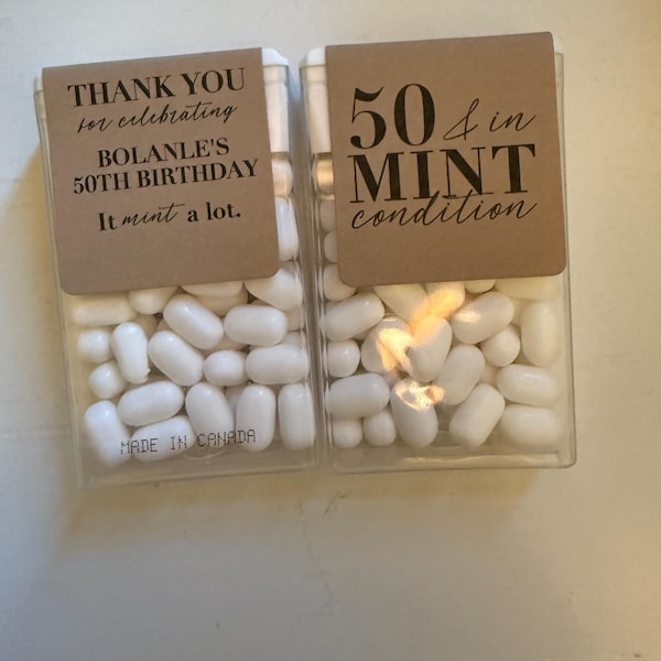 Birthday Party Mints Labels, Birthday Party Favors,60 and in Mint ...