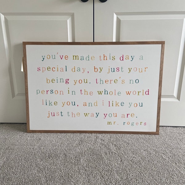 Horizontal I Like You Just the Way You Are Mr. Rogers Framed Wood Sign ...