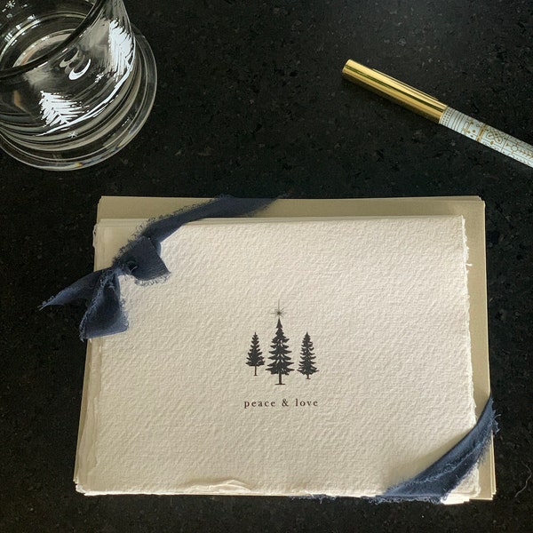 Deckled Edge Cards - Handmade Paper, Branch Design, Ethereal, Thank You ...