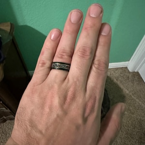 Mens Hammer Nebula Rose Gold Strip Ring Black Wedding Ring - Etsy