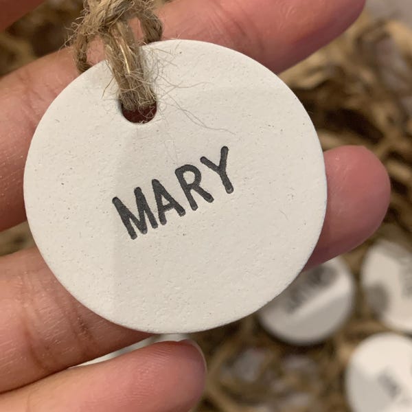 Clay Name Tags, Personalised Clay Tags, Place Names, Wedding Favours ...