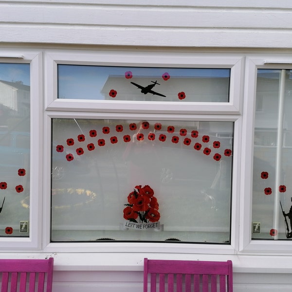 Poppy Window Stickers Poppies Day Remembrance Tribute Scene Kit Cars ...