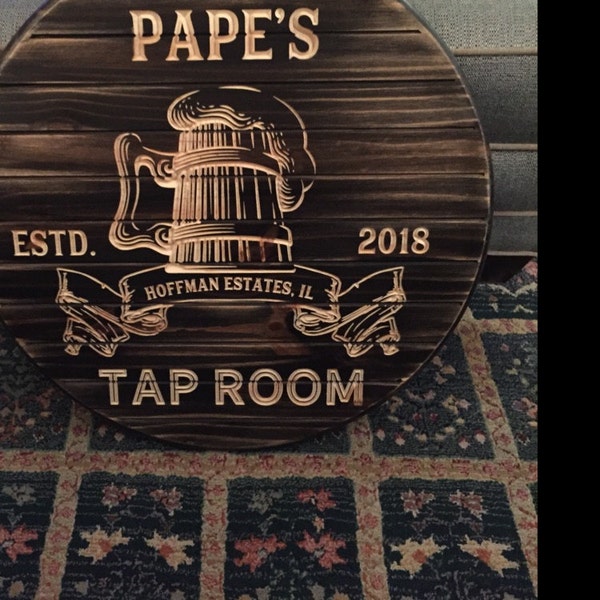Personalized Rustic Beer Sign: Barrel Look Man Cave Decor - Etsy