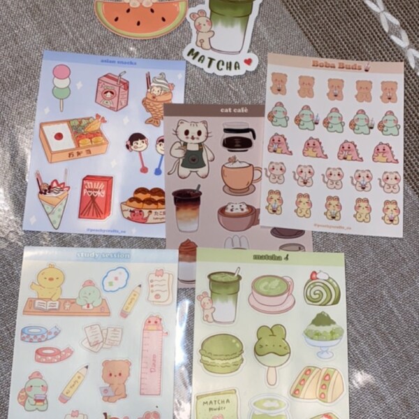 Matcha Sticker Sheet Matcha Food Drink Stickers Kawaii Stickers Cute Stationary Bujo Stickers ...