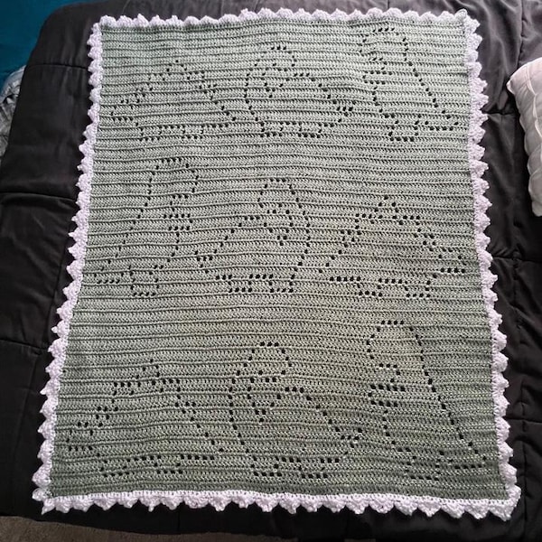 Filet Crochet Blanket Pattern | Cancer Awareness Ribbon Blanket ...