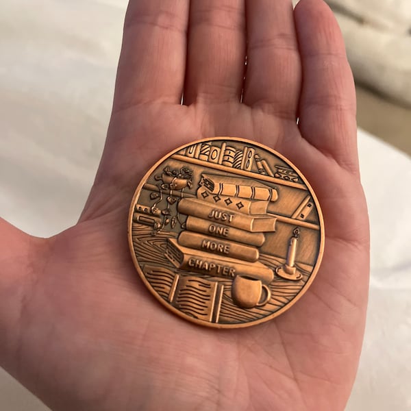 One More Chapter Go to Bed Decision Coin Bookish Gift Copper Silver ...