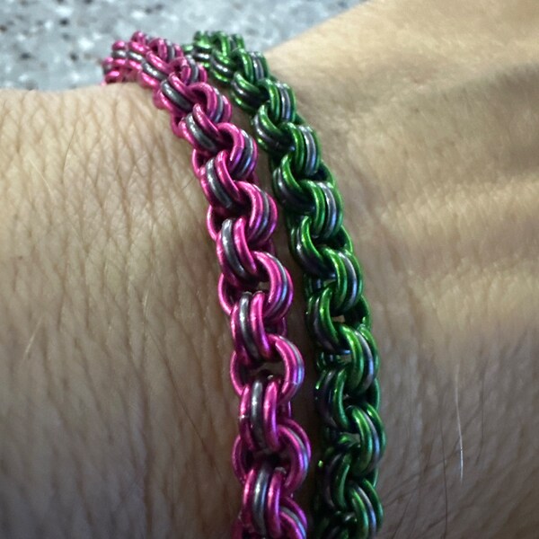 Custom Triple Moon Goddess Chainmail Bracelet, Witchy Wiccan Jewelry ...