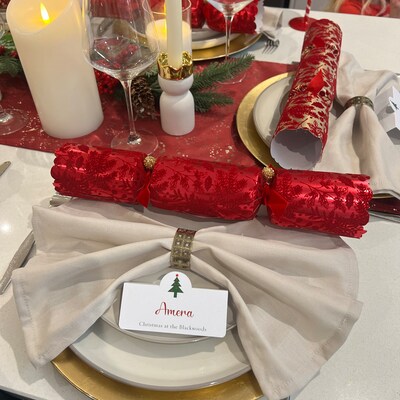 Personalised Santa Christmas Place Cards, Place Name Cards, Festive ...