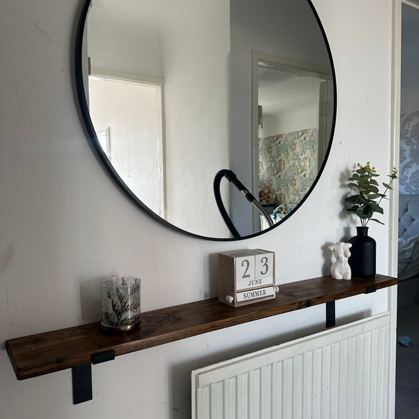 Solid Wood Radiator Shelf With Brackets | Rustic Narrow Shelf for ...