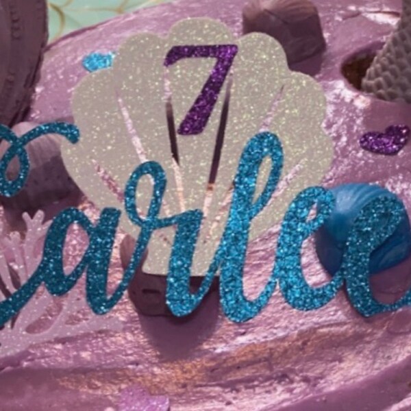 PERSONALIZED Mermaid Under the Sea Name and Number Glitter Die Cut ...