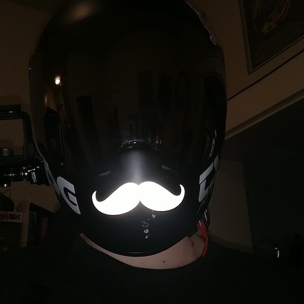 Moustache Reflective Decal, Mustache Helmet Sticker, Moustache ...