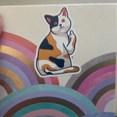 Cat Flipping off Sticker, Funny Meme Sticker, Cat Mom, Cat Sticker ...