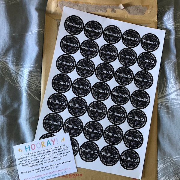 35x Custom Logo Stickers - 37mm Round Stickers - Matte Recyclable ...