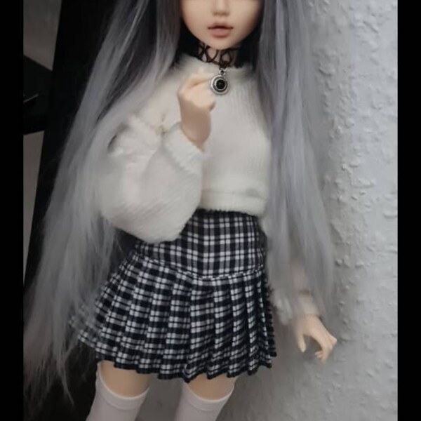 SLIM MSD BJD Minifee 1/4 Dark Olive Waffle Knit Crop Sweater - Etsy