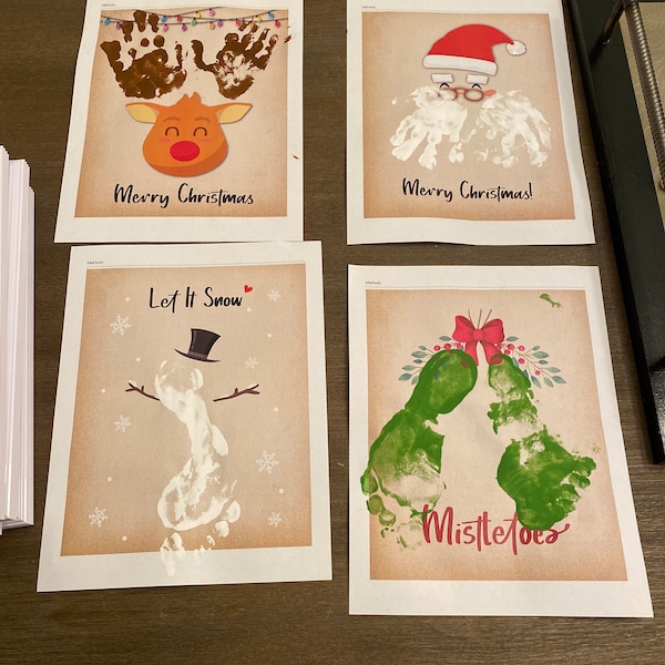 Christmas Handprint Footprint Art Craft Set of 4, Christmas Gift for ...