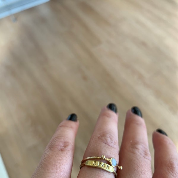 Stackable Name Ring Initial Ring Silver Id Ring Gold Stacking Ring Personalized Ring Gold Name ...