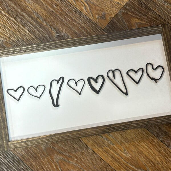 3D Custom Hand-drawn Hearts Wooden Sign || Personal Handwriting Wood ...