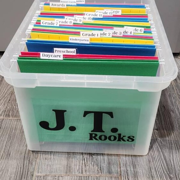 Memory Box Kit | Custom Vinyl Name Decal, File Folder Tabs ...