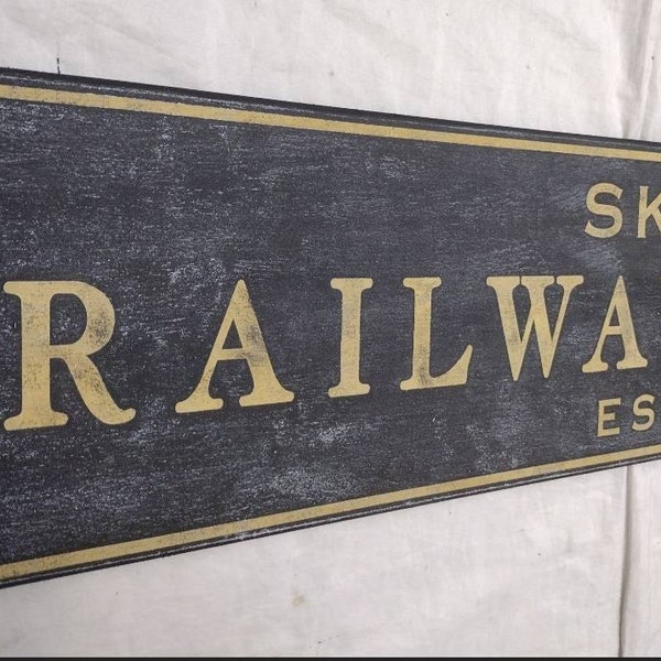 Custom Railway Station Wood Sign - Hand Made Wooden Antique Train Decor ...