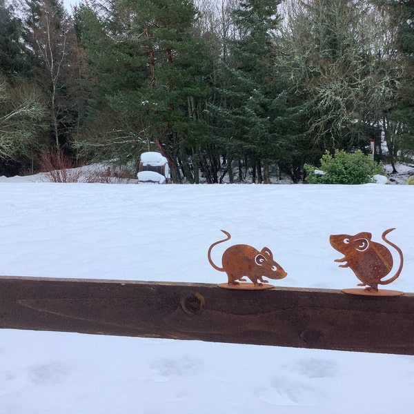 Rusty Metal Mouse Gift / Tiny Mouse Garden Gift / Metal Mice Decoration ...