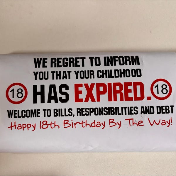18th Birthday Funny Chocolate Bar Wrapper | Personalised With Any ...