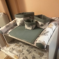 Beige Changing Mat in Fabric, Changing Pad With Accessory Baskets, Baby ...