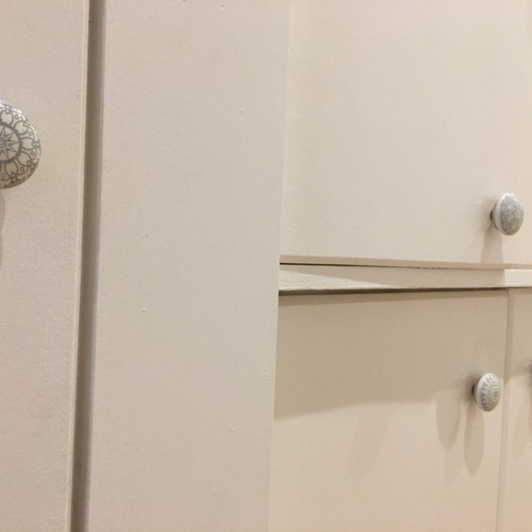 Grey & White Ceramic Knobs Kitchen Cabinet Drawer Knobs Hardware Knobs Handmade Knobs Cabinet ...