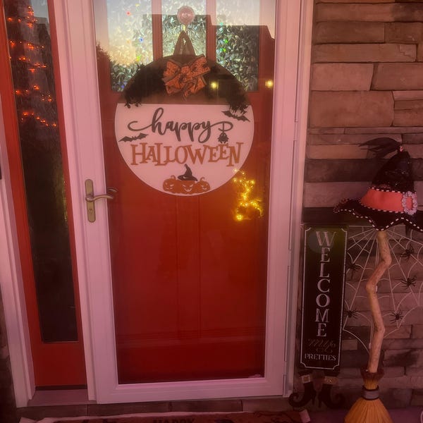 Halloween Door Hanger | Halloween Wreath | Happy Halloween Front Door ...