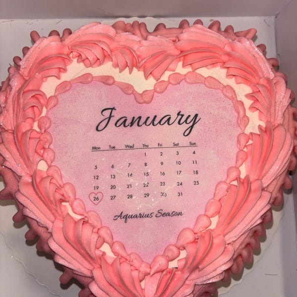 Calendar Heart Cake Editable Template 2026 - Etsy