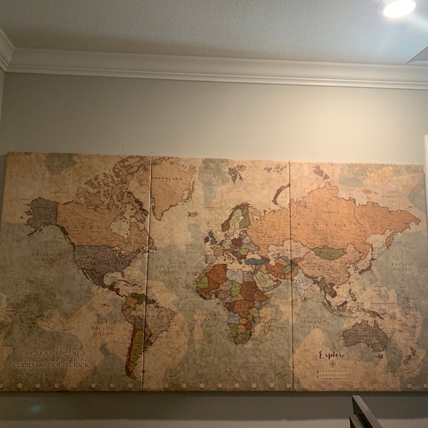 Push Pin Travel Map of World, Personalized Gift for Travelers, Modern ...