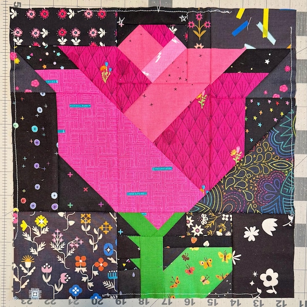 Rose Flower Garden Quilt Block Pattern PDF - Instructions for 6 Inch, 9 ...