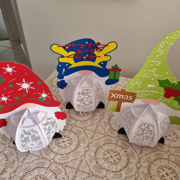 Pack 3 Gnome Lantern SVG, Studio, PDF Templates for You Diy Christmas ...