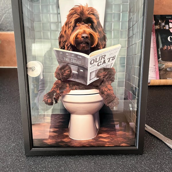 Brown Cockapoo on the Loo, Funny Toilet Humour Dog Print - Etsy